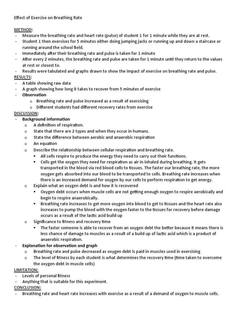 Effects of Exercise on Breathing Rate | PDF | Breathing | Cellular ...
