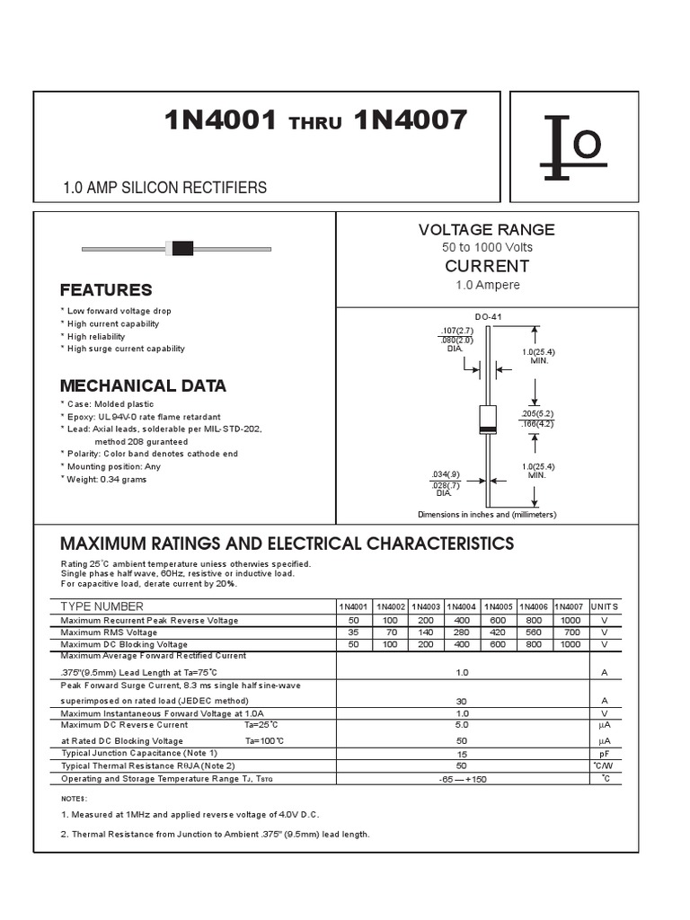 1N4002 Datasheet PDF | PDF