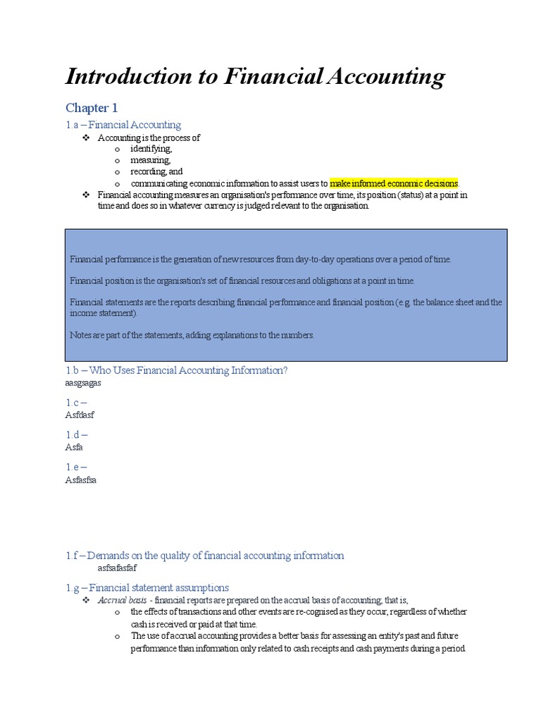 Financial Accounting Notes | PDF | Debits And Credits | Income Statement