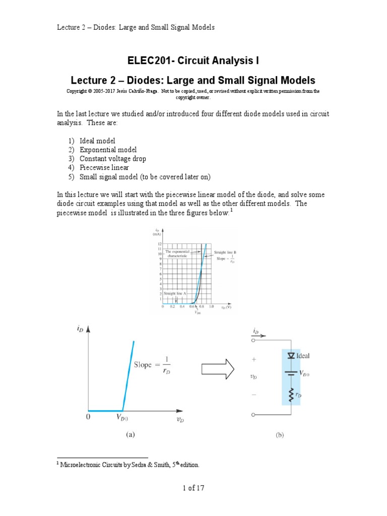 ELEC201-Circuit Analysis I Lecture 2 - Diodes: Large and Small Signal ...