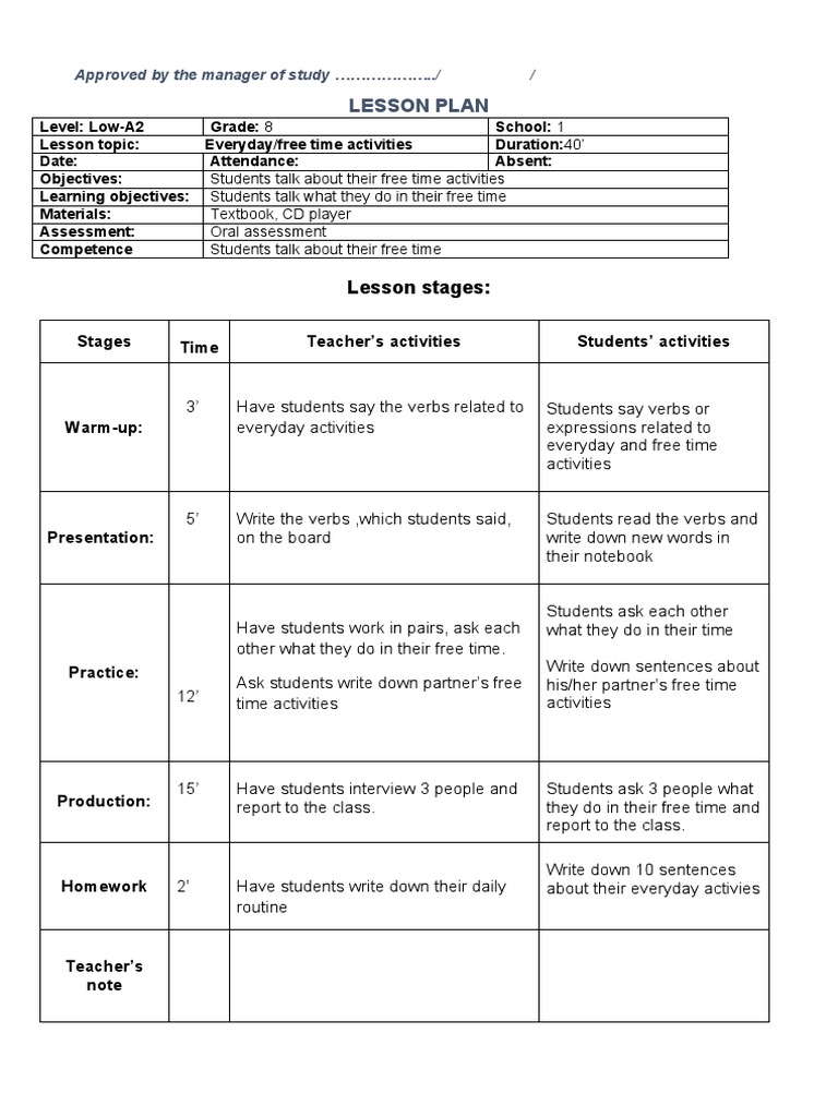 Lesson Plan | PDF | Lesson Plan | Homework
