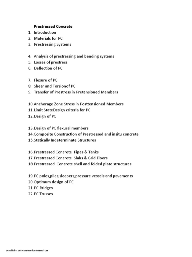 Prestressed Concrete: Sensitivity: LNT Construction Internal Use | PDF