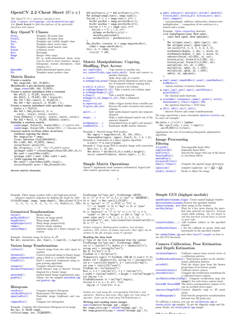 Opencv Cheatsheet | PDF