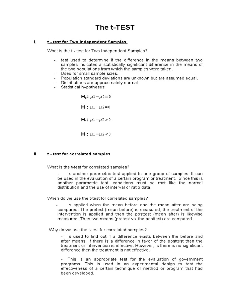 The t-TEST: H: H: H: H | PDF