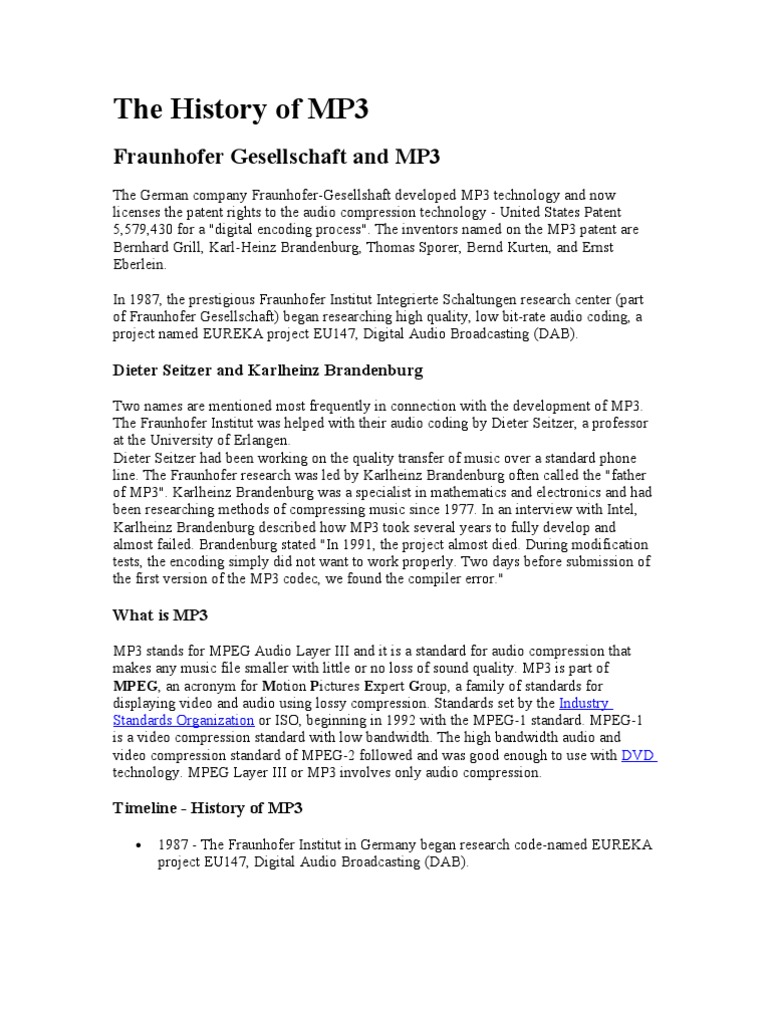 The History of MP3 | PDF | Mp3 | Digital Television