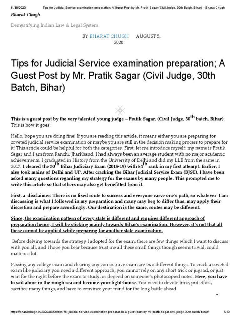 Tips For Judicial Service Examination Preparation A Guest Post by Mr ...