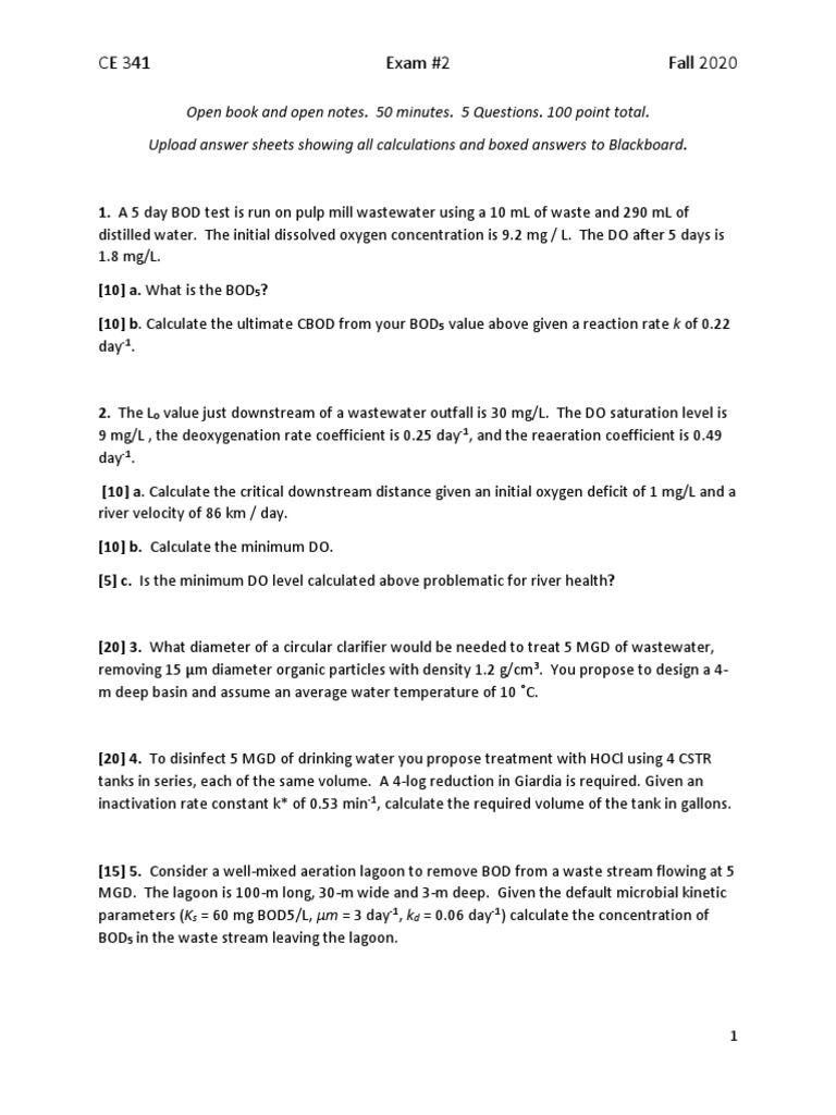 CE 341 Exam #2 Questions and Solutions | PDF