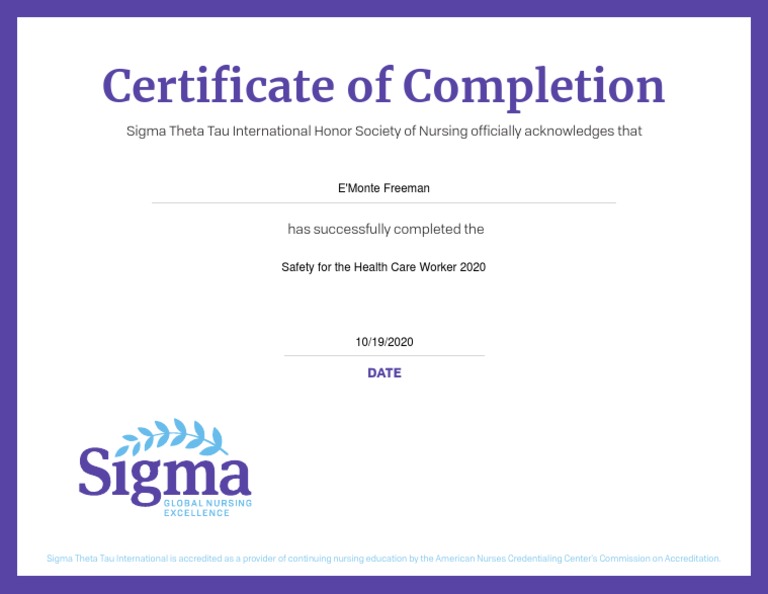 Ati Sigma Healthcare Worker Safety Certificate | PDF