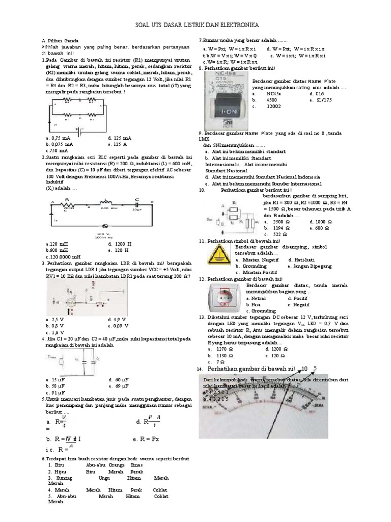 Uts Soal Uji Coba Dasar Listrik Elektronika | PDF