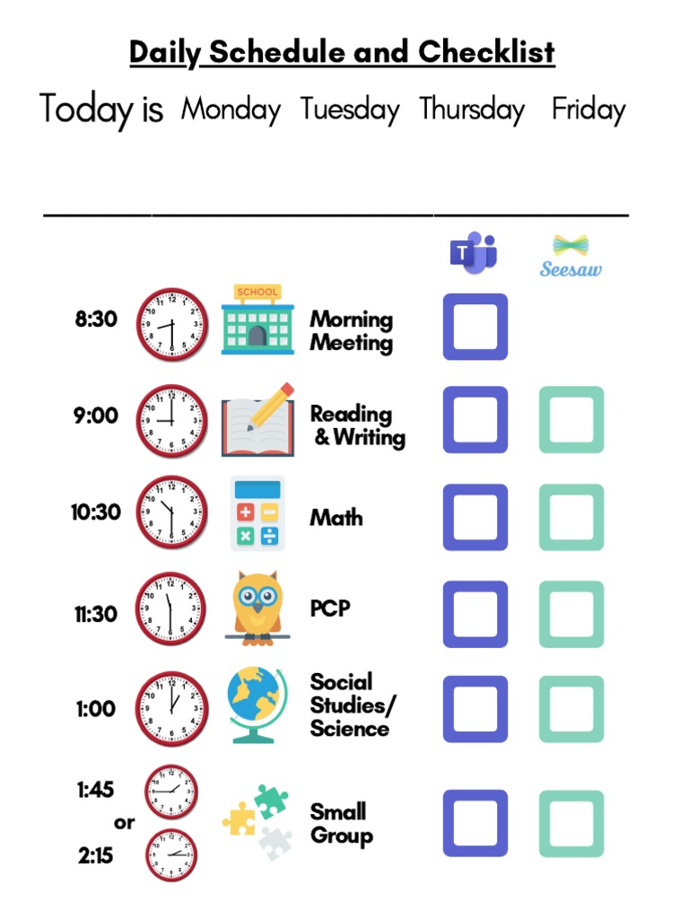 Daily Schedule and Checklist | PDF