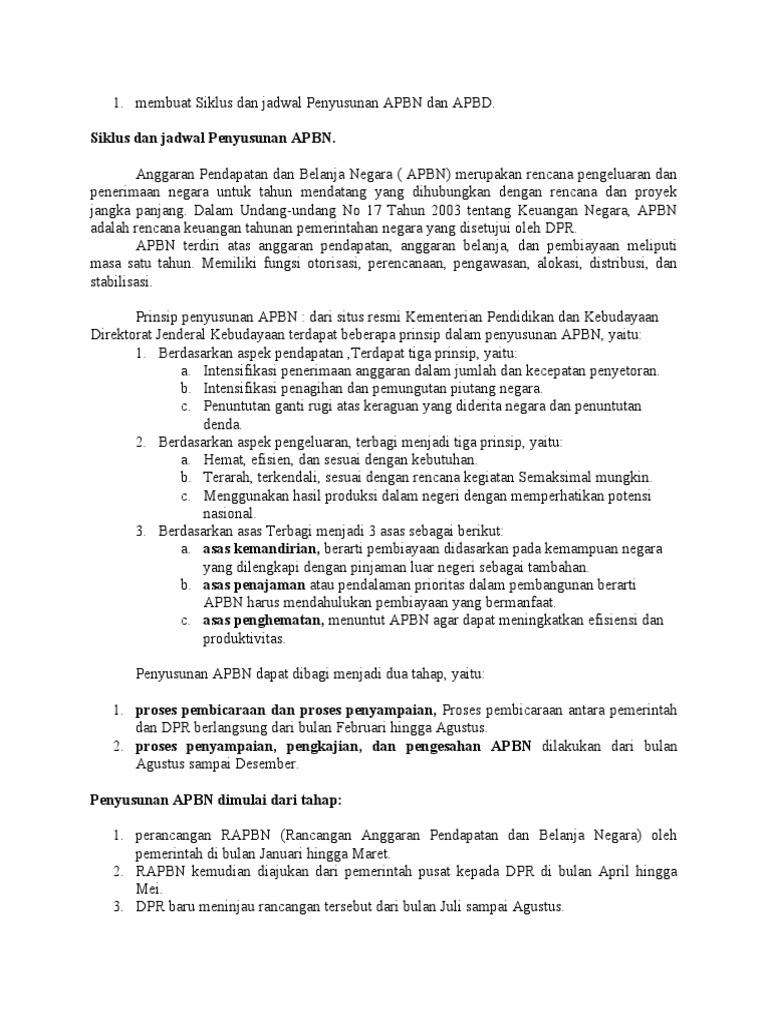 Membuat Siklus Dan Jadwal Penyusunan APBN Dan APBD Lazmi Done | PDF