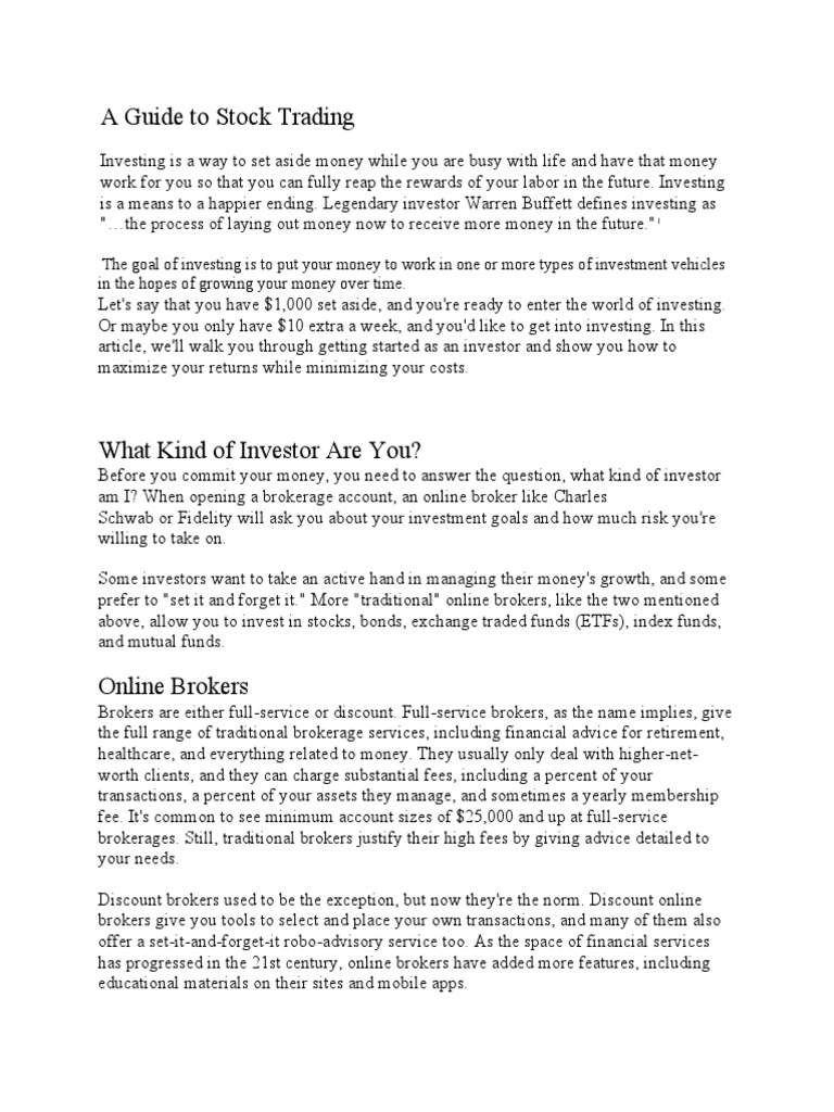 Stock Trading Guide | PDF | Mutual Funds | Diversification (Finance)