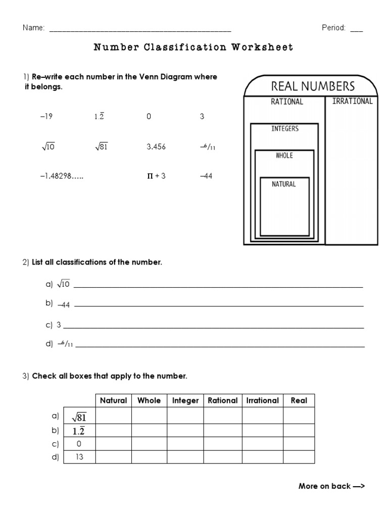 Number Set Worksheet-2