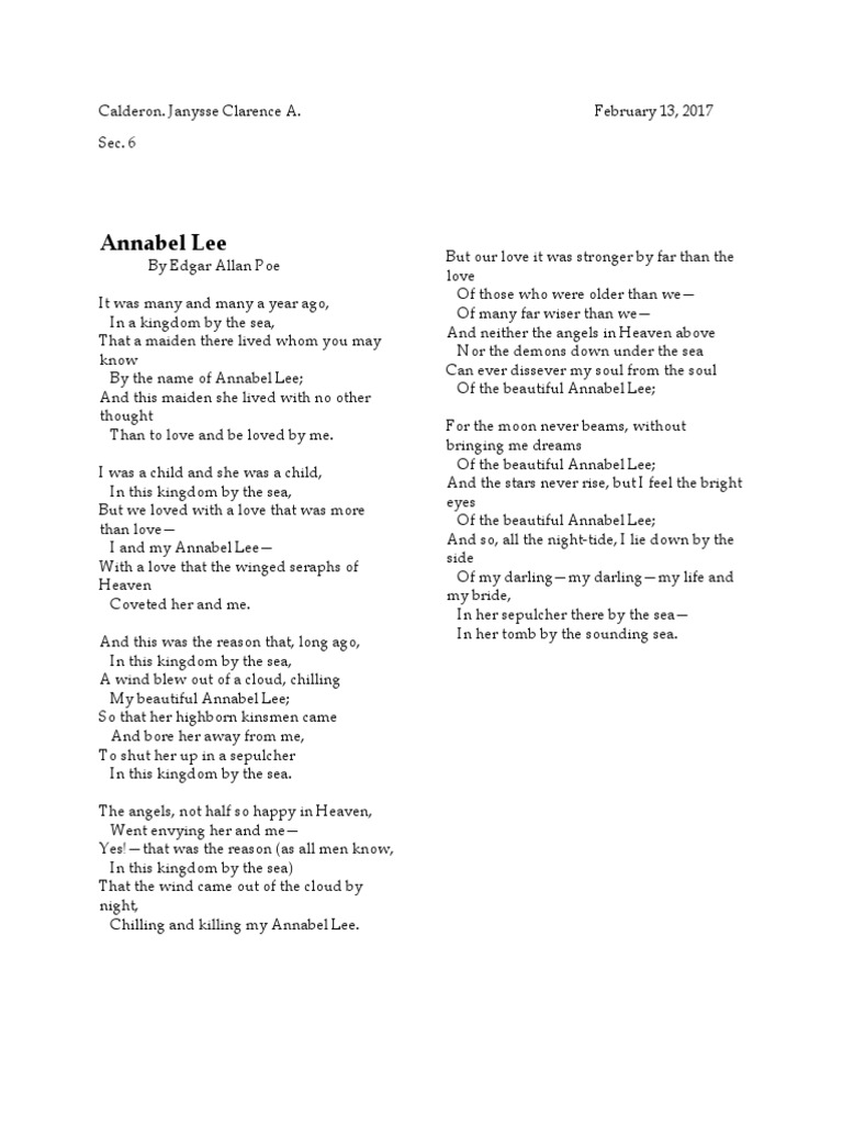 Annabel Lee | PDF | Poems