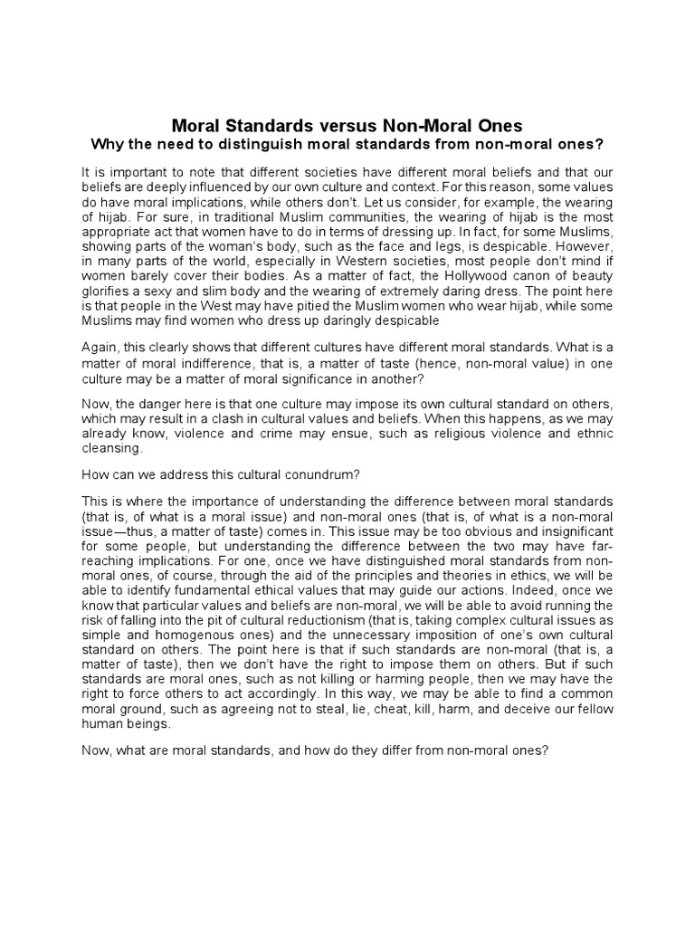 Distinguishing Moral and Non-Moral Standards | PDF | Value (Ethics ...