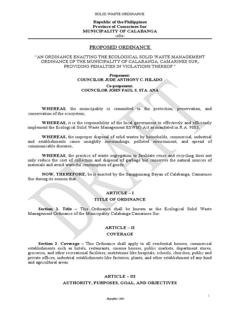 Solid Waste Final Draft | PDF | Economy And The Environment | Waste ...