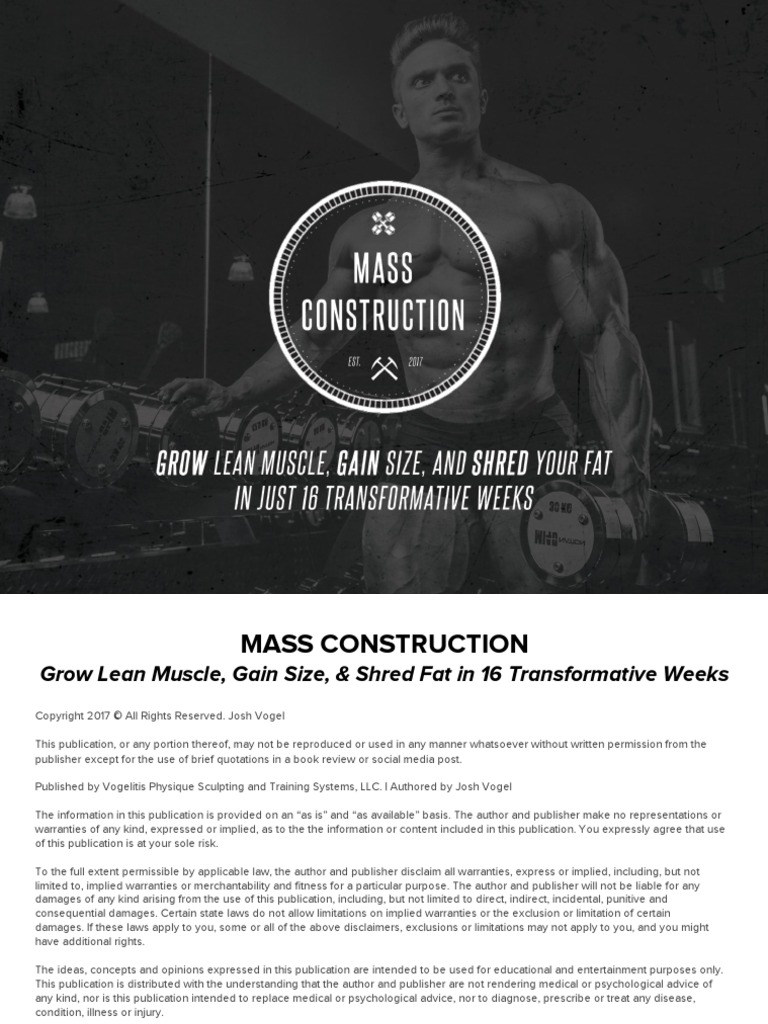 Mass Construction Overview | PDF | Calorie | Muscle Contraction