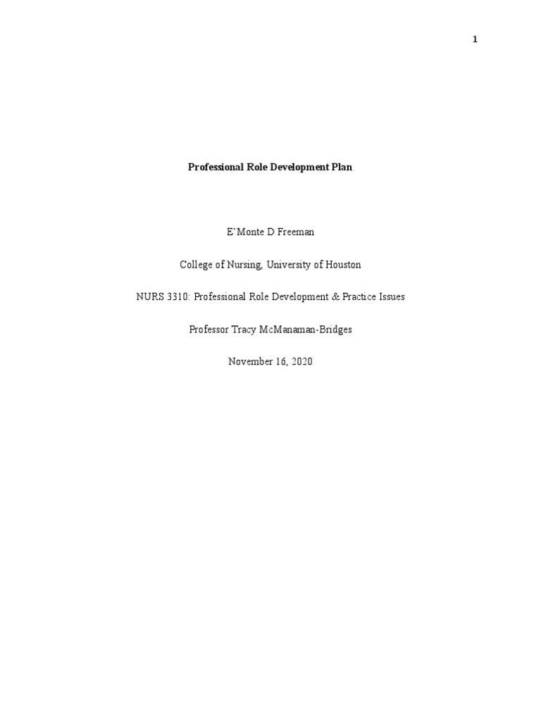Professional Role Development Plan | PDF | Nursing | Patient Safety