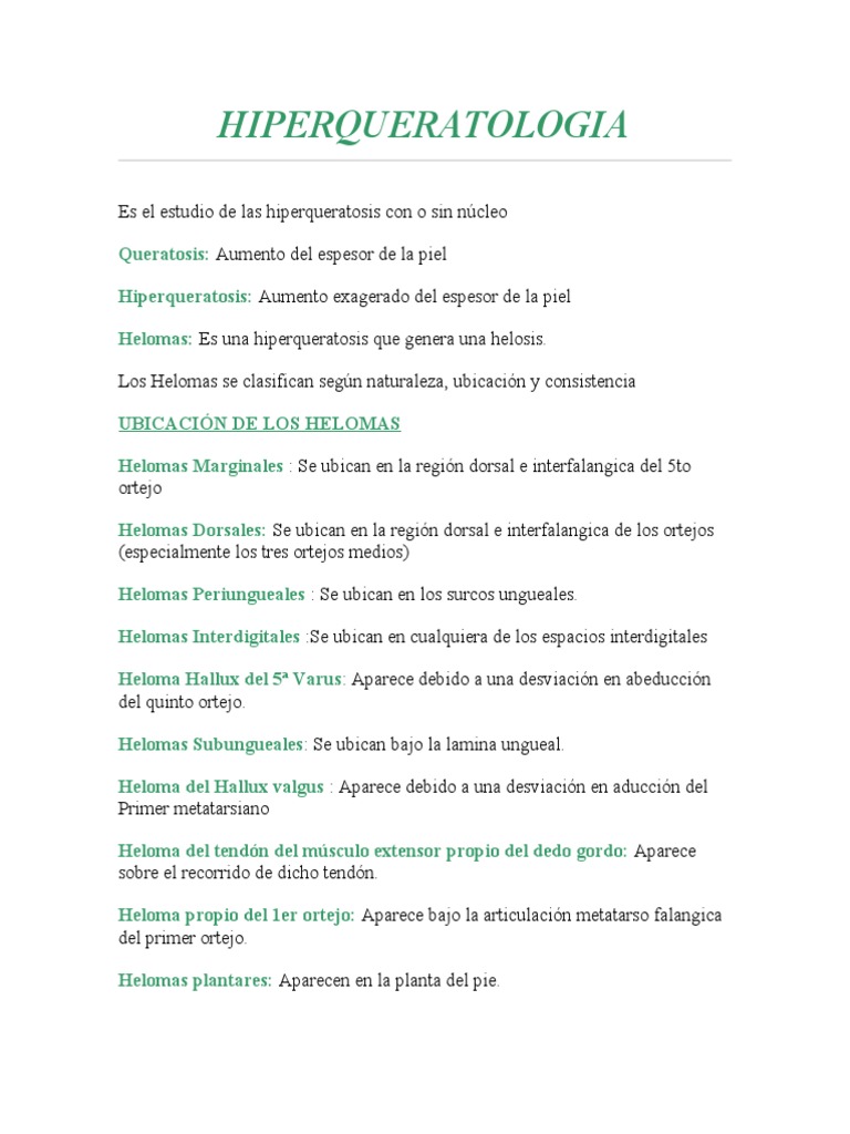 Hiperqueratosis y Helomas en Pies | PDF | Dedo del pie | Enfermedades y ...