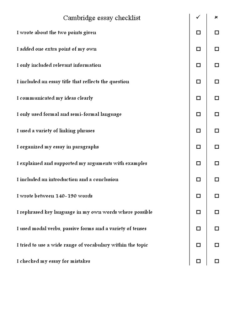 Essay FCE Checklist | PDF