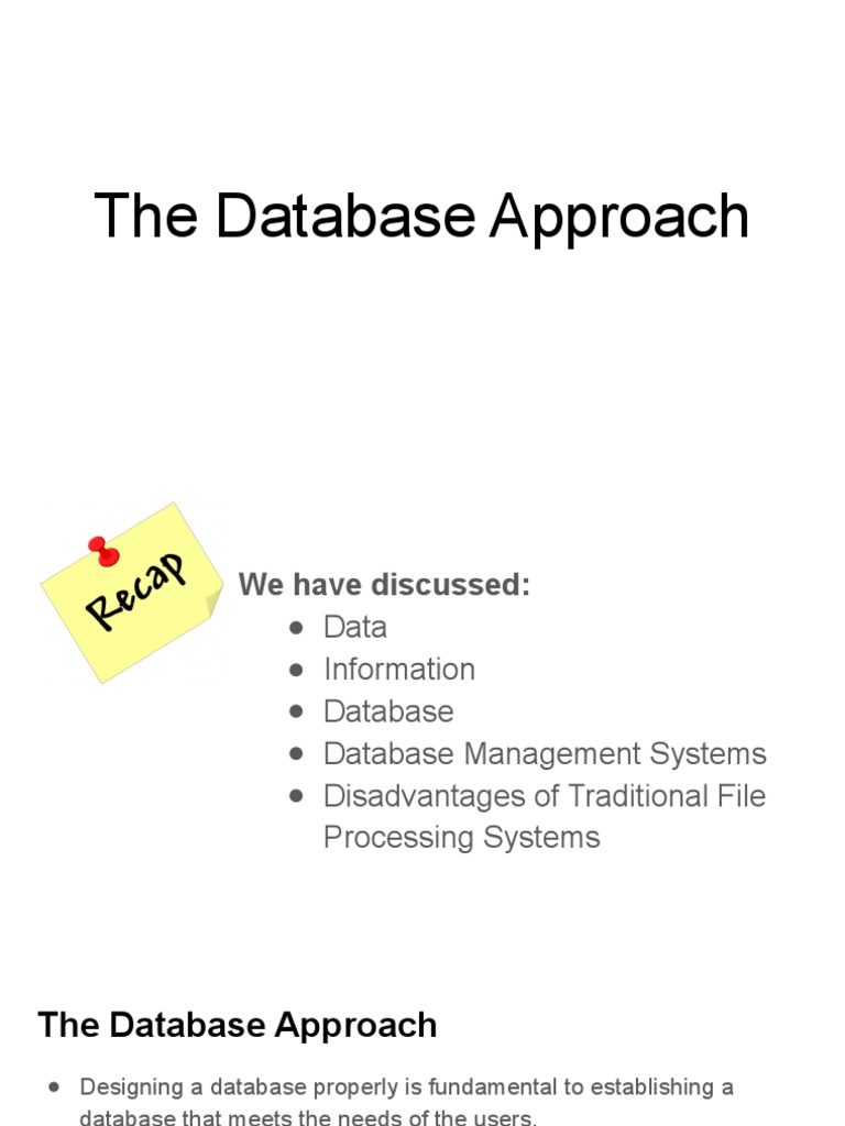 The Database Approach | PDF | Relational Database | Databases