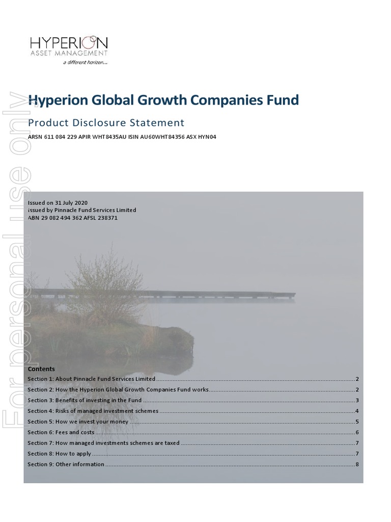 Hyperion Global Growth Companies Fund: Product Disclosure Statement | PDF | Investment Fund ...