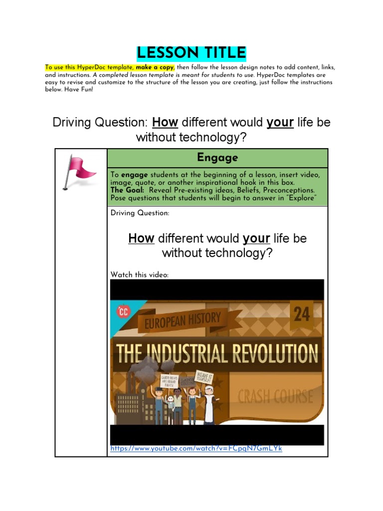 Industrial Revolution Lesson Plan Template | PDF | Industrial ...