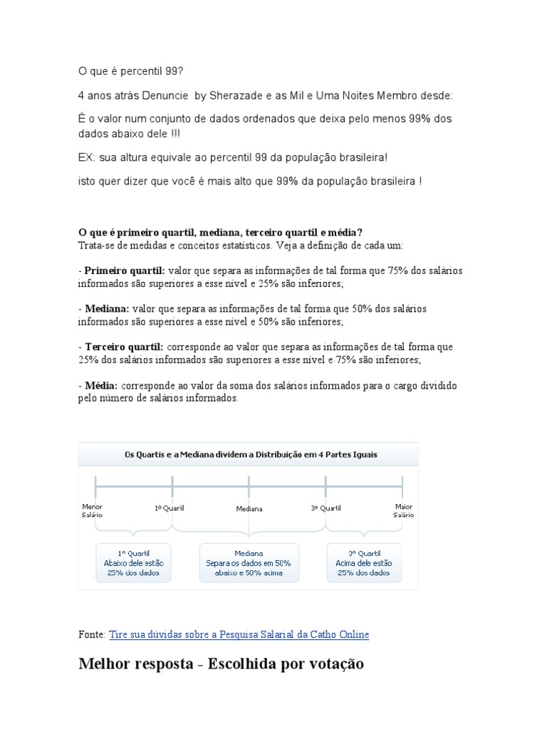 Entendendo o Percentil 99 e Quartis | PDF | Coeficiente de variação | Média