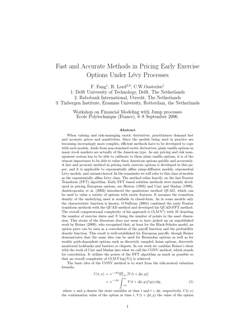 Fang | PDF | Option (Finance) | Applied Mathematics