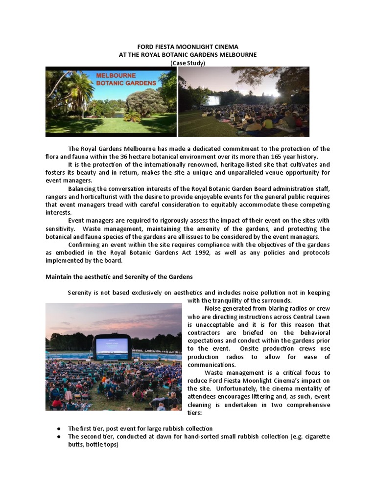 Case Study - Ford Fiesta Moonlight Cinema | PDF | Gardens | Movie Theater