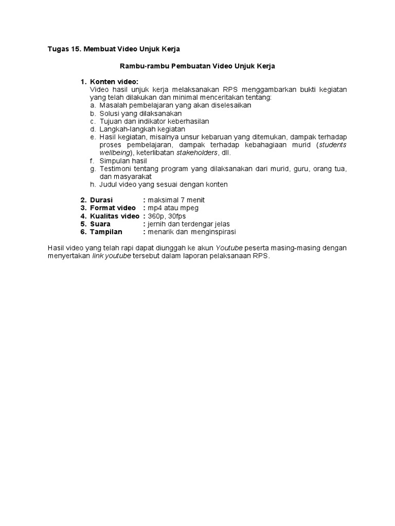 Tugas 15. Membuat Video Unjuk Kerja | PDF