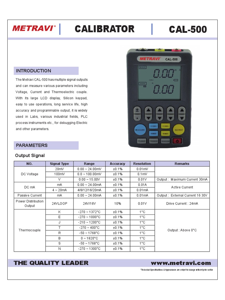 Calibrator Cal-500 Single Page PDF | PDF | Thermocouple | Electronic ...
