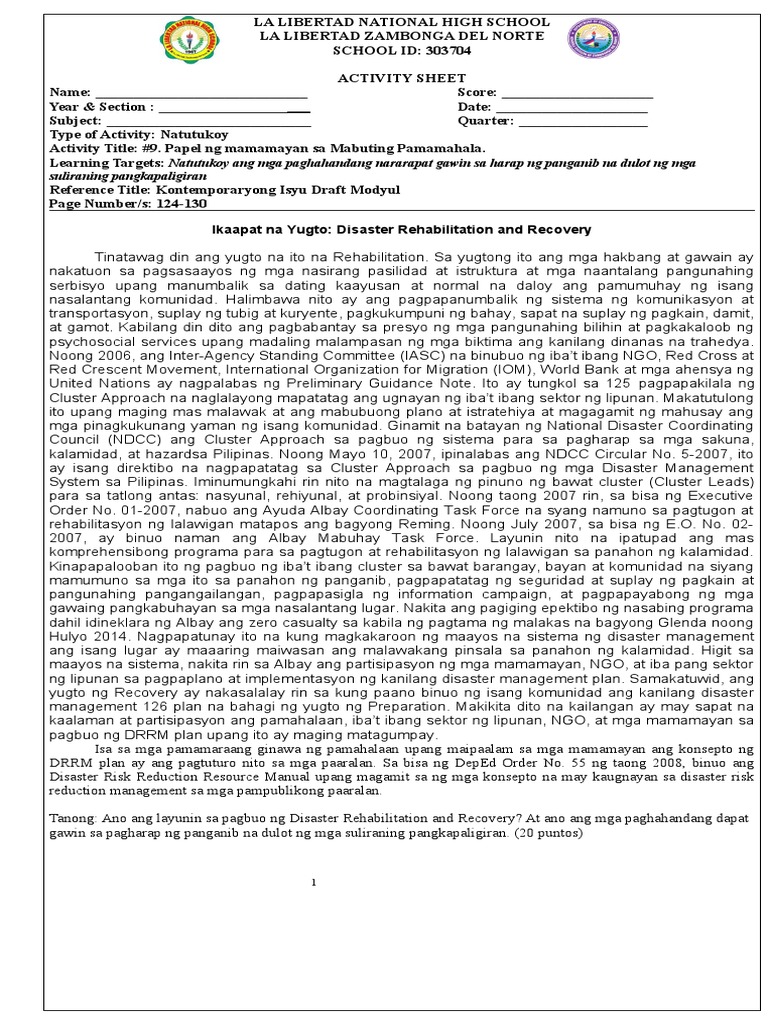 Learning Activity Sheet | PDF