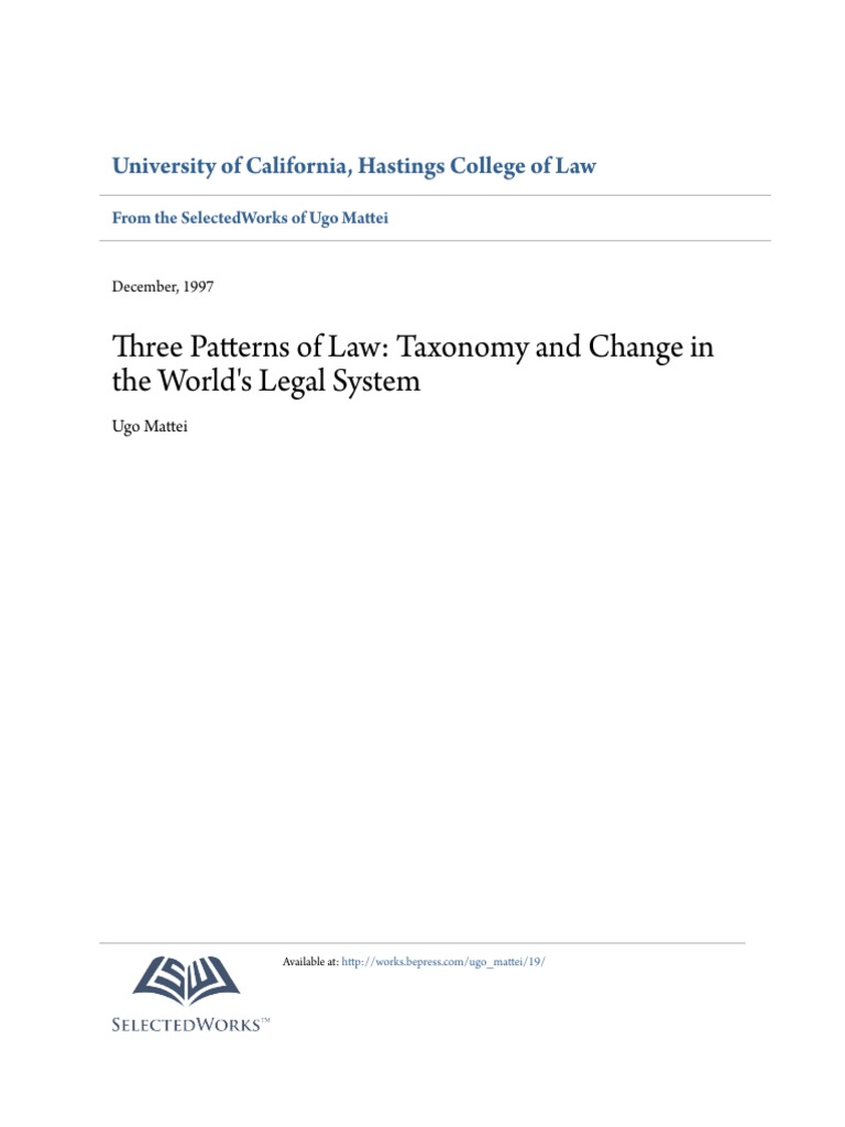Three Patterns of Law: Taxonomy and Change in The World's Legal System ...