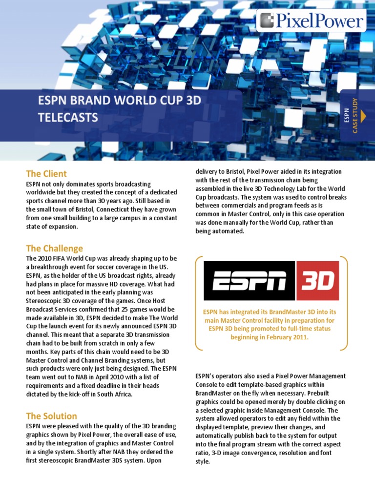 Espn Brand World Cup 3D Telecasts: The Client | PDF | Espn | Display ...