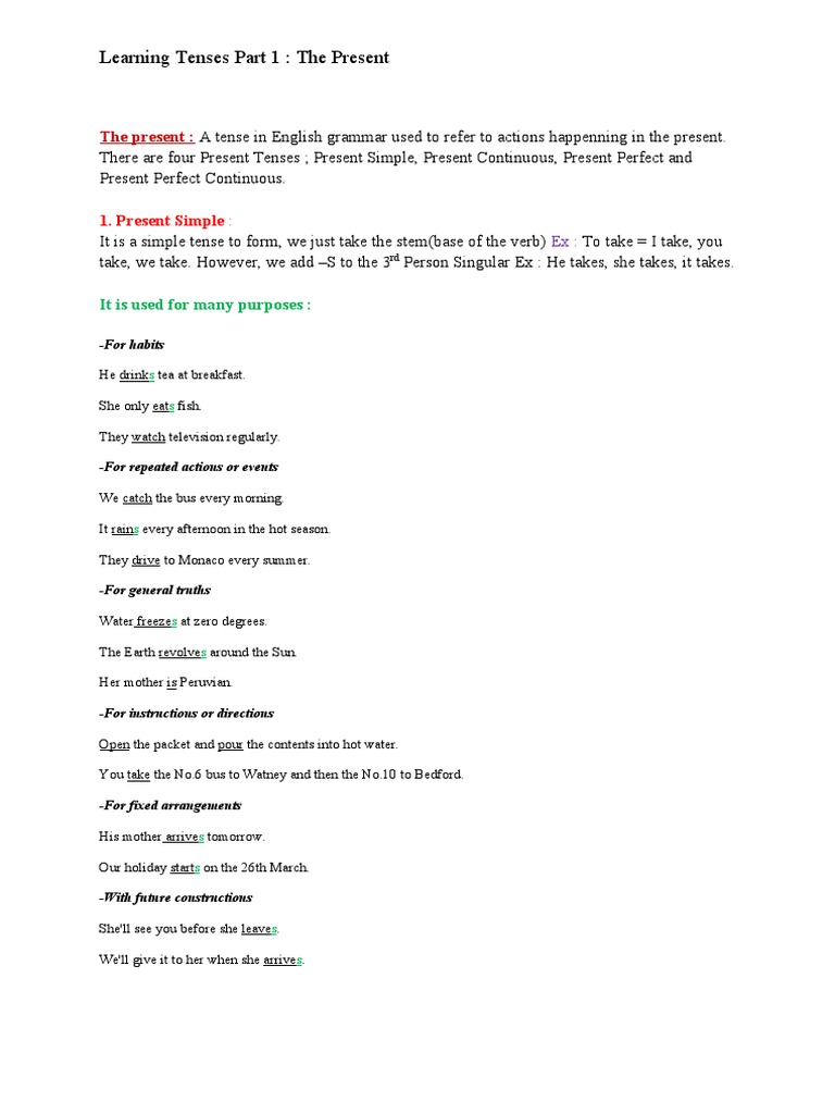 The Present Tense Explained | PDF | Grammatical Tense | Languages