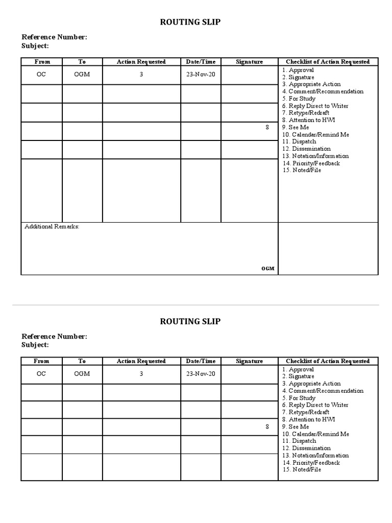Routing Slip: Reference Number: Subject | Download Free PDF | Business