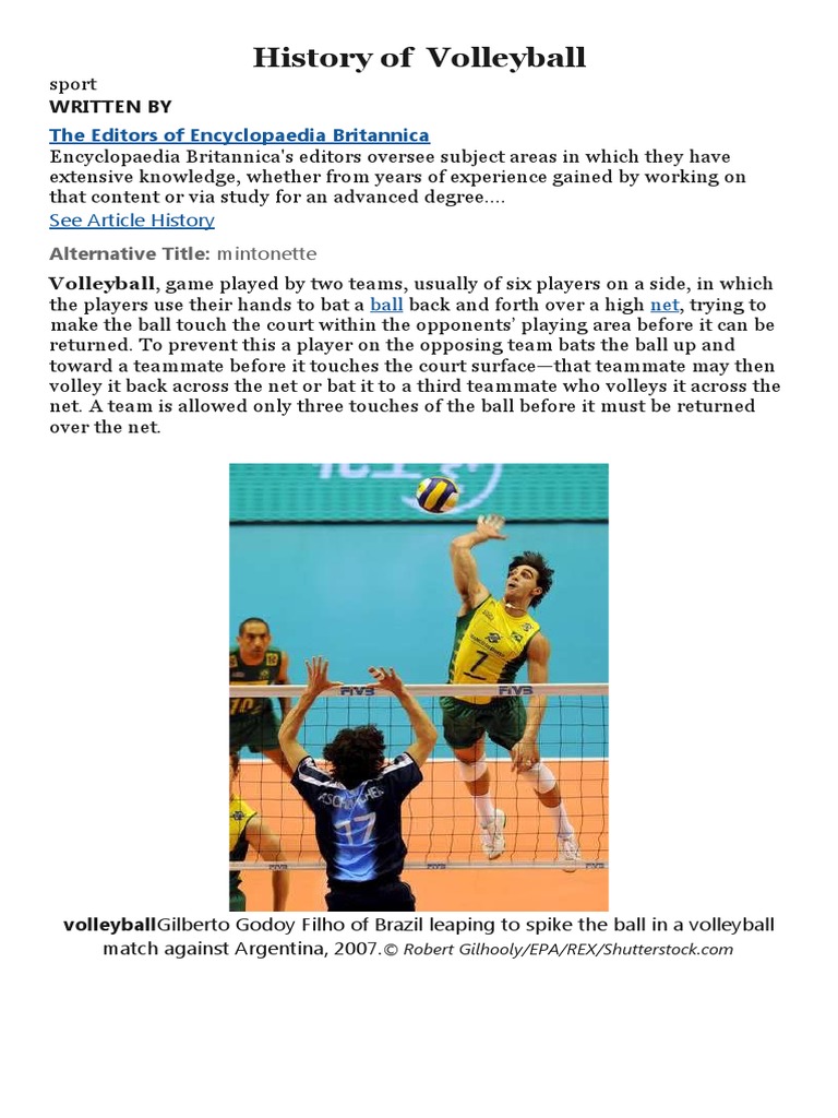 Facts About Voleyball | PDF | Volleyball | Sports