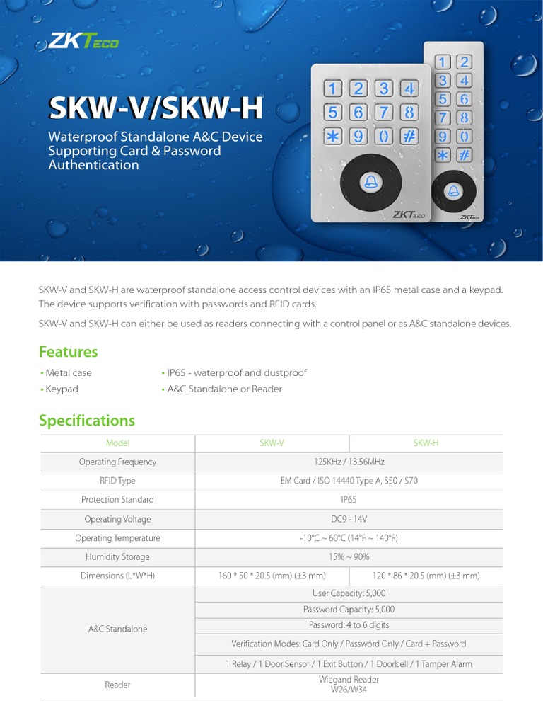 Features: Model SKW-V SKW-H | PDF | Radio Frequency Identification ...