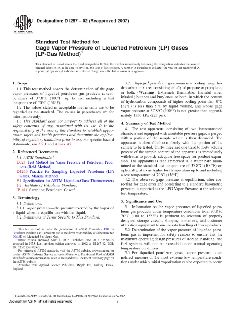 Gage Vapor Pressure of Liquefied Petroleum (LP) Gases (LP-Gas Method ...