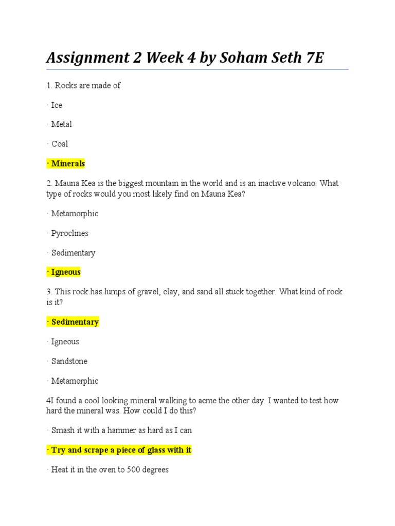 Assignment 2 Week 4 by Soham Seth 7E | PDF