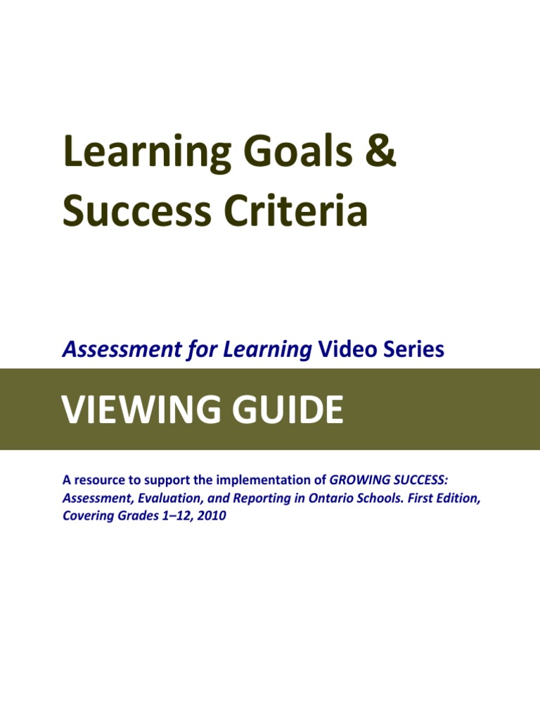 Learning Goals & Success Criteria: Viewing Guide | PDF | Educational ...