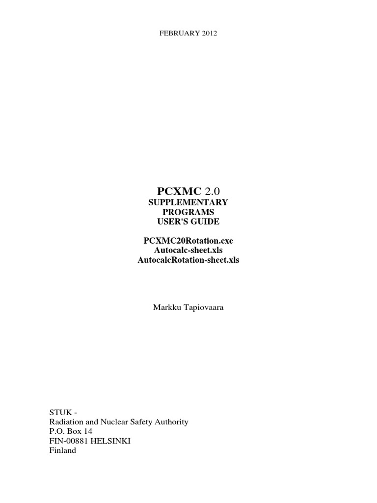 PCXMC 2.0 Supplementary Guide | PDF | Microsoft Excel | Filename