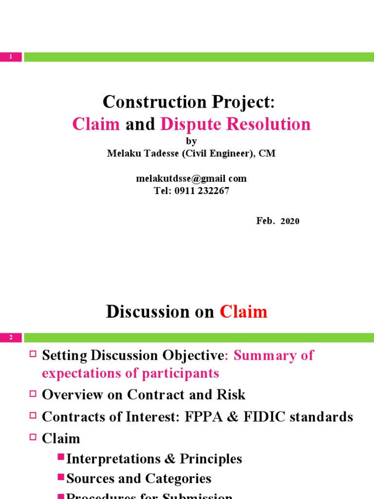 Claim & Dispute in Construction Contract 202002-Bureau | PDF | Risk ...