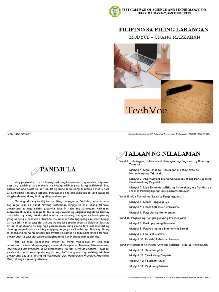 Filspl-Techvoc Modyul 2 | PDF