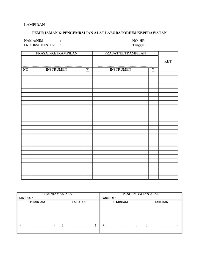 Form Peminjaman & Pengembalian Alat Lab PDF | PDF