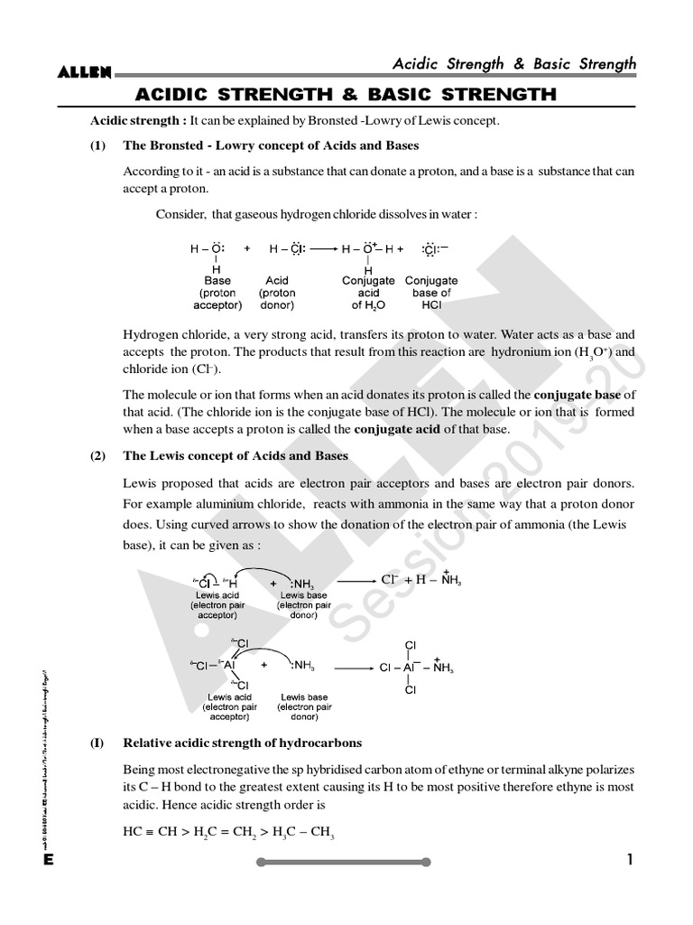 E19 20 Acidic Strength Basic Strength I II 1588700325 | PDF | Amine | Acid