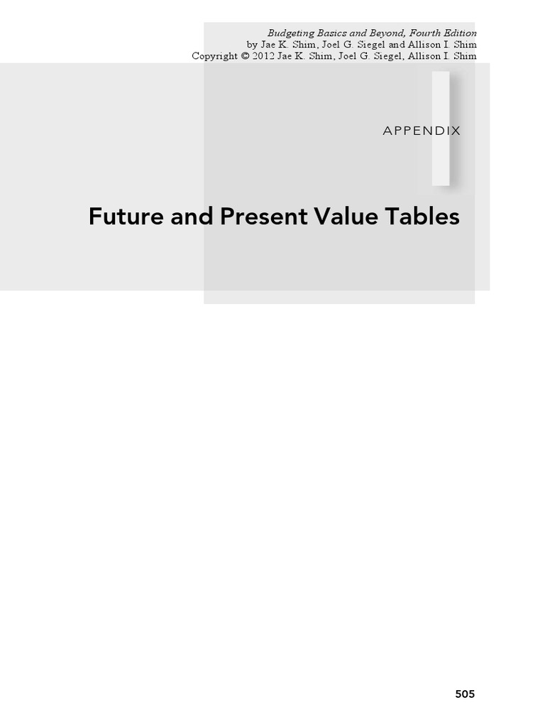 Appendix I - Future and Present Value Tables | PDF