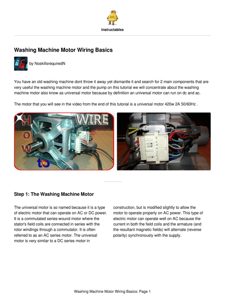 Washing Machine Motor Wiring Basics | PDF | Electric Motor | Mechanical ...