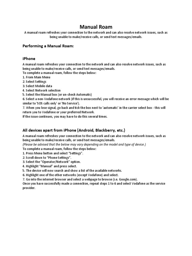 Performing A Manual Roam: Iphone | PDF